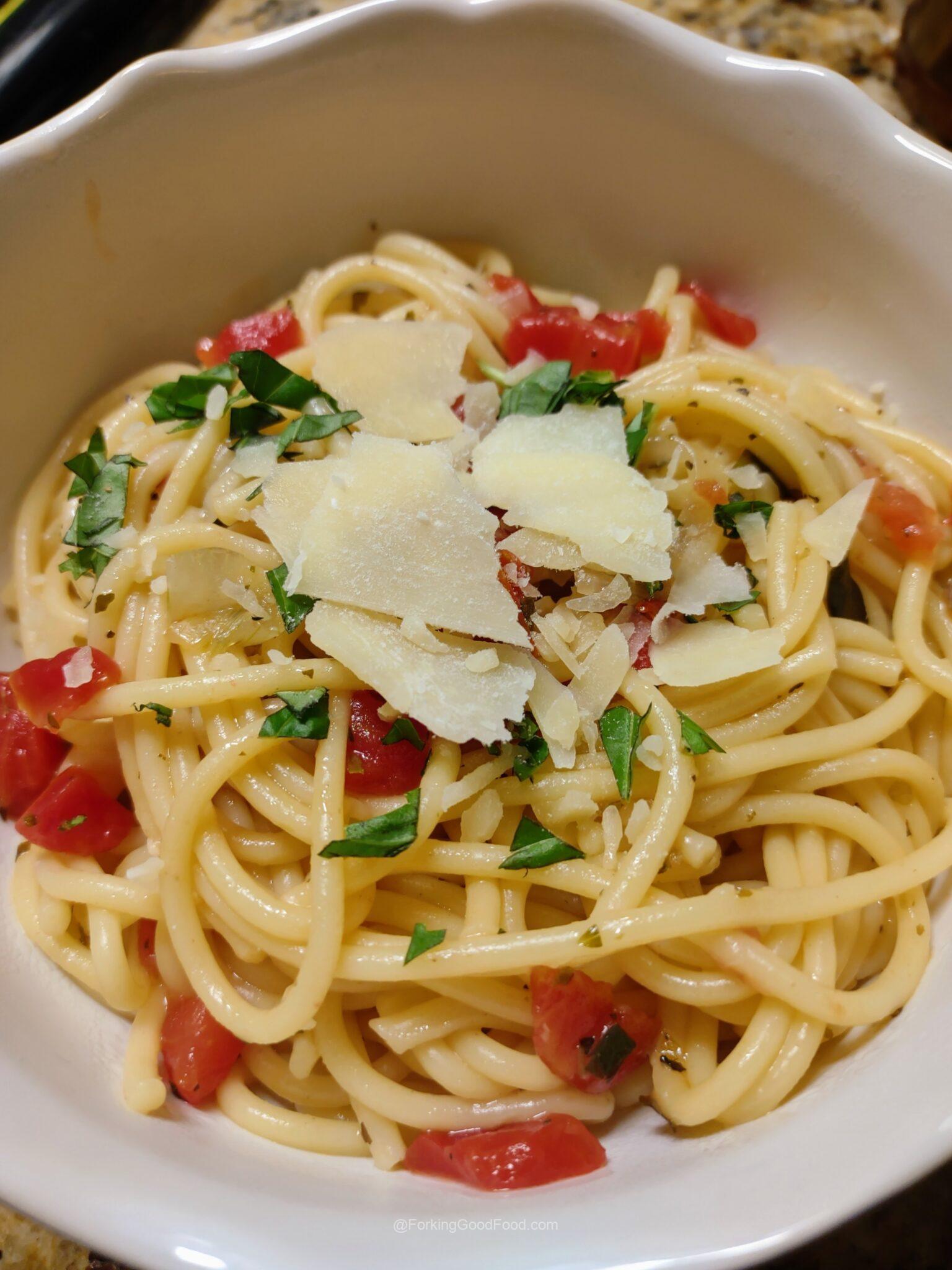 Bruschetta One Pot Pasta - Forking Good Food