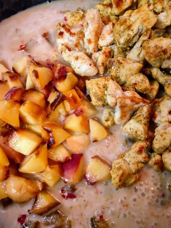 Grilled Peach Chicken Curry - Forking Good Food
