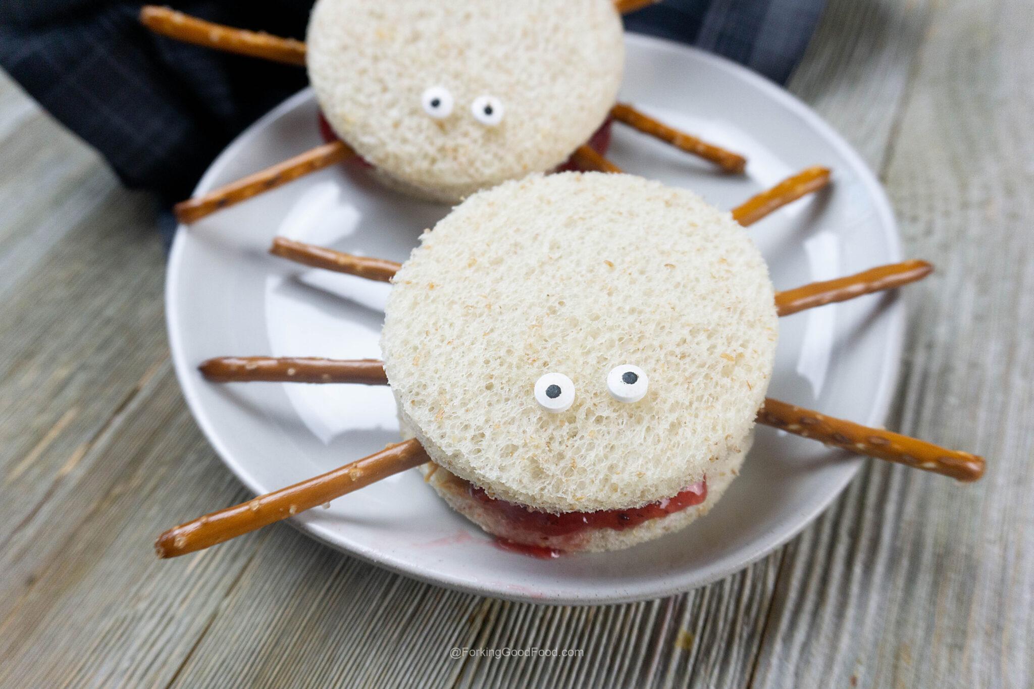 Silly and Spooky Spider Peanut Butter & Jelly Sandwiches