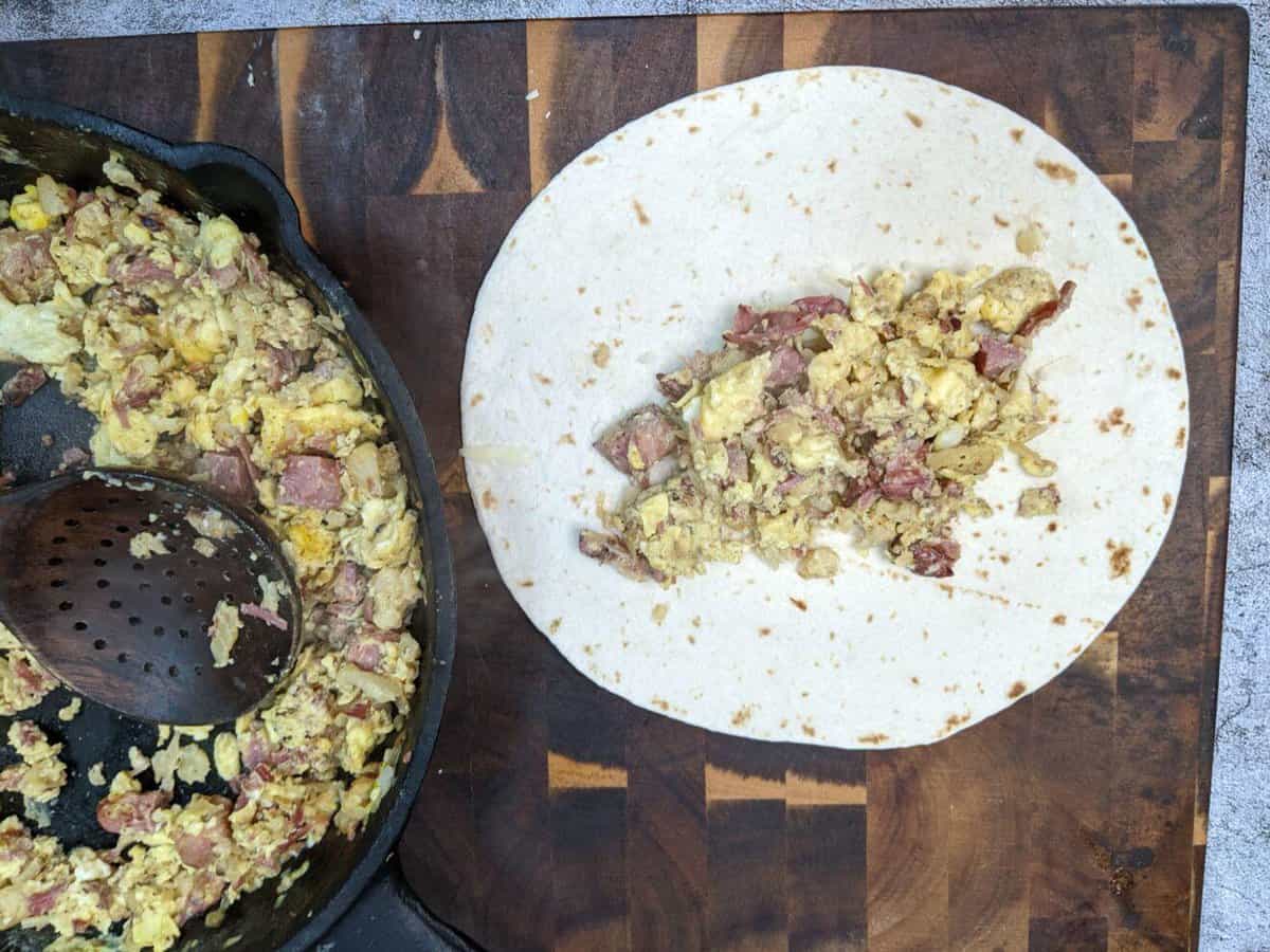 Corned Beef Hash Breakfast Wrap - Forking Good Food