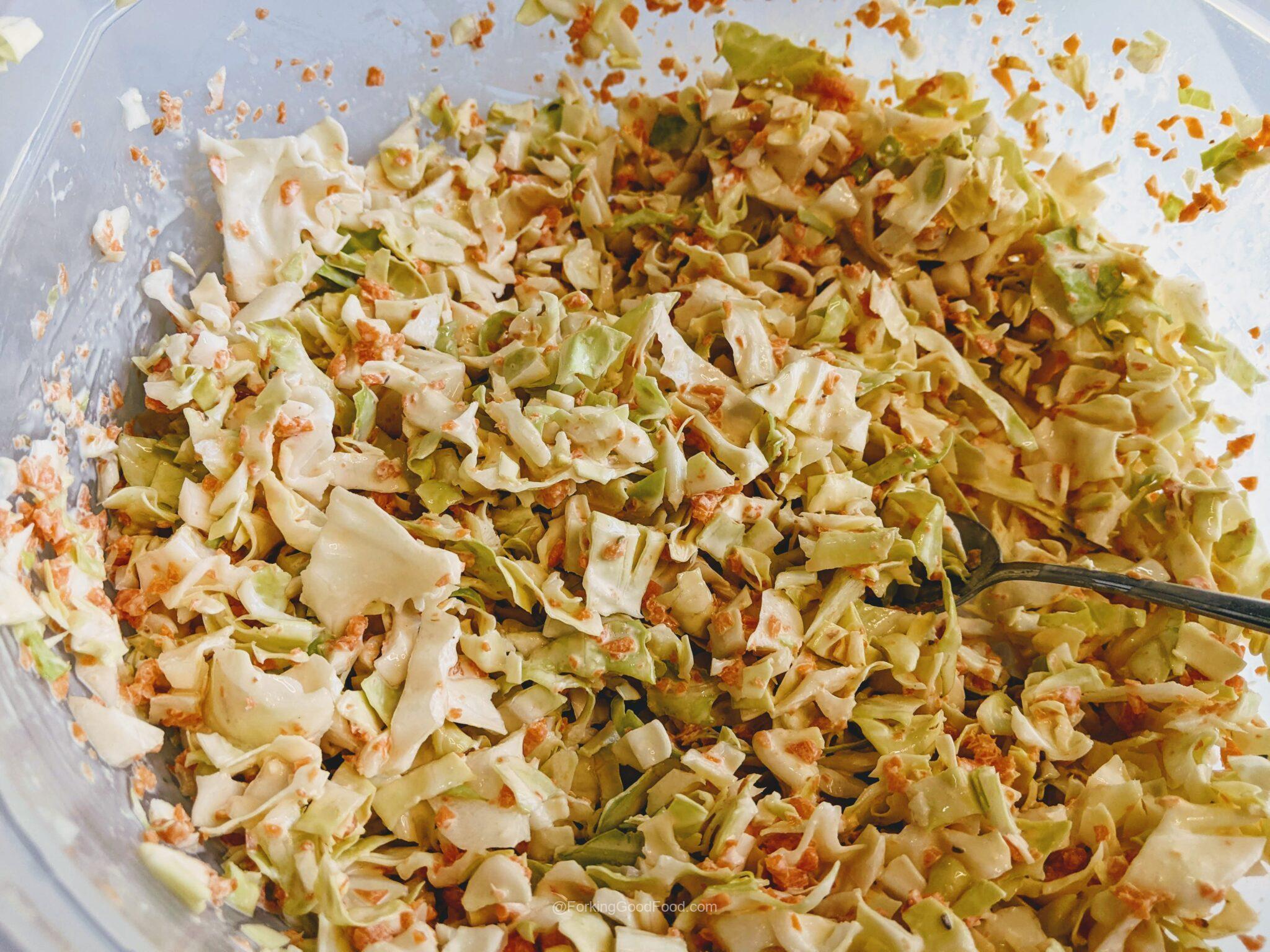 Green Cabbage Cole Slaw - Forking Good Food