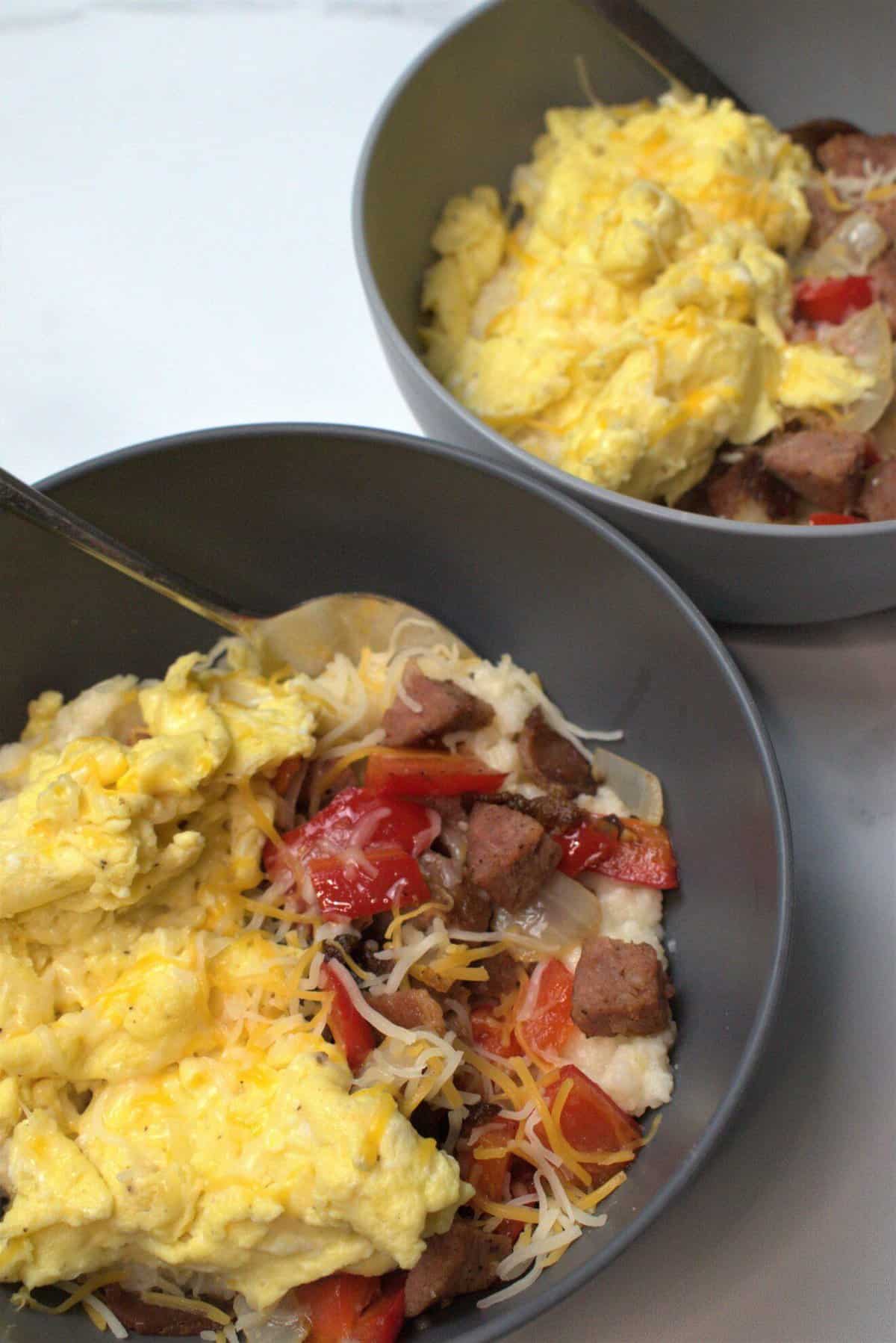 Southern Breakfast Bowls with Grits - Forking Good Food