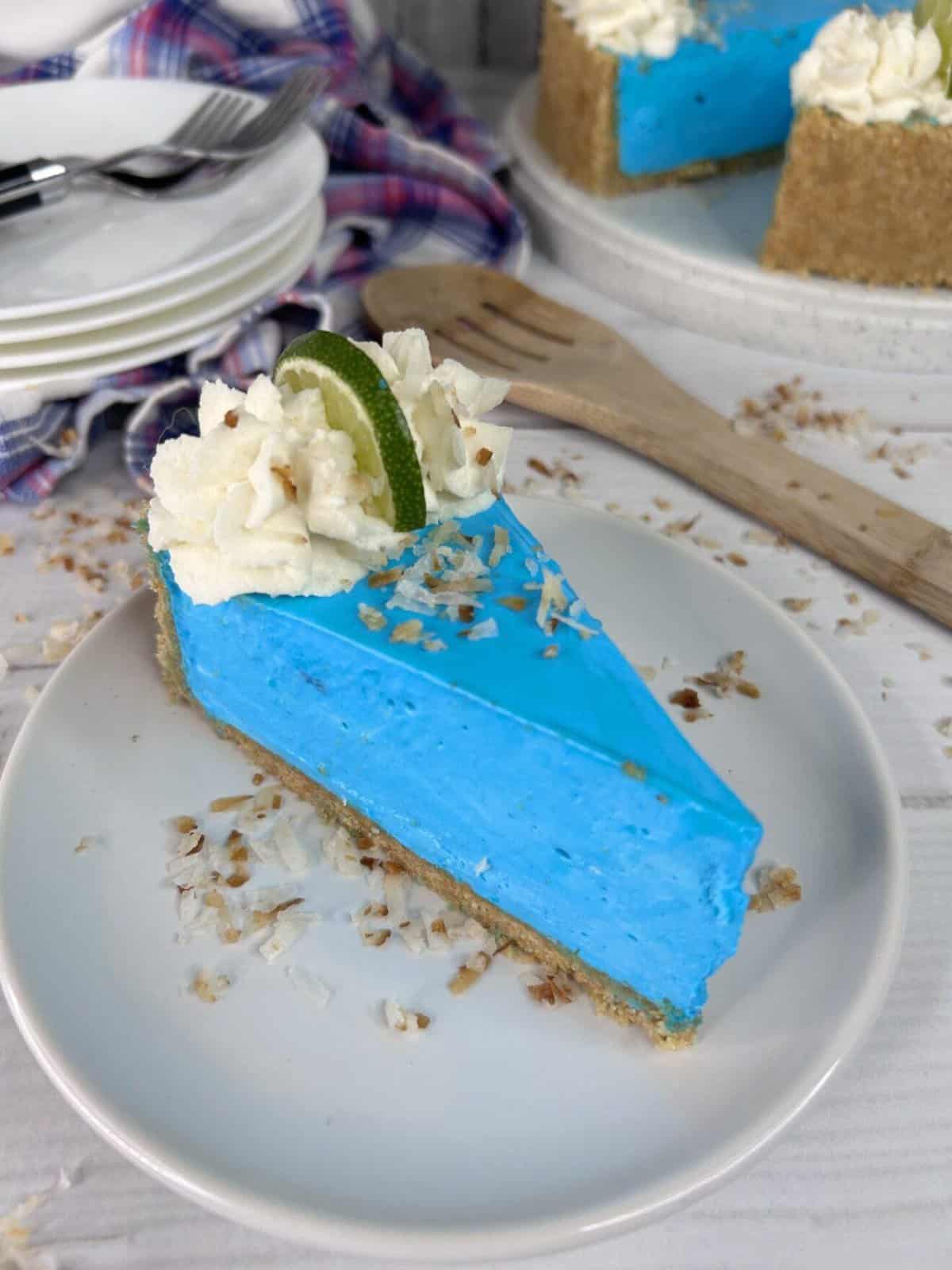 No Bake Blue Cheesecake AKA Ocean Water Cheesecake - Forking Good Food